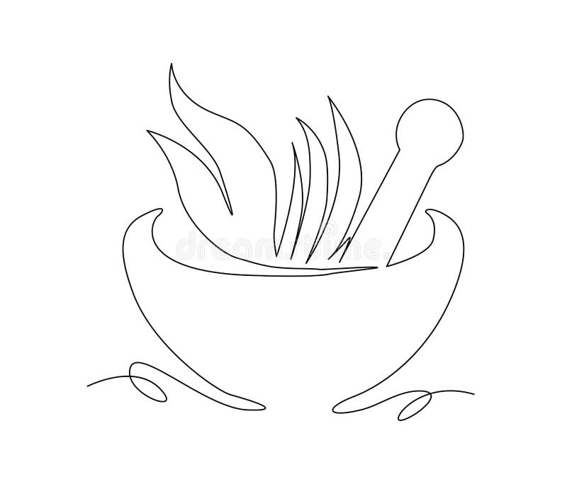 Line Pestle Mortar Continuous Stock Illustrations – 14 Line Pestle ...