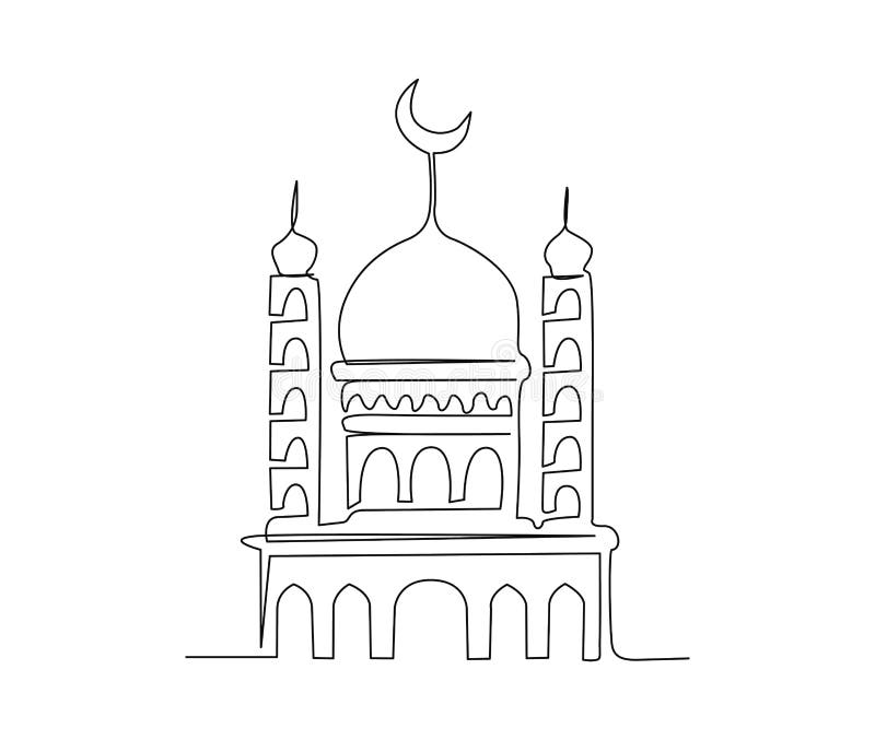Continuous One Line Drawing of Mosque. Simple Illustration of Islamic ...