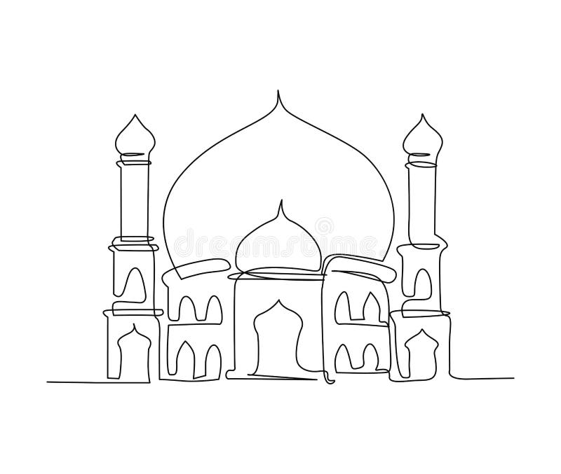 Continuous One Line Drawing of Mosque. Simple Illustration of Islamic ...