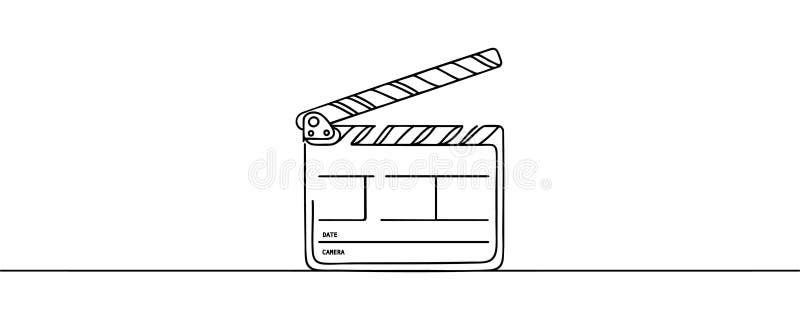 Continuous One Line Drawing of Movie Clapperboard. Vector Illustration ...