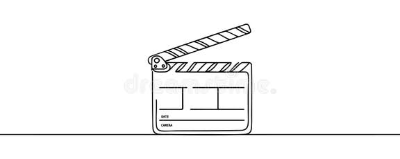 Continuous One Line Drawing of Movie Clapperboard. Vector Illustration ...