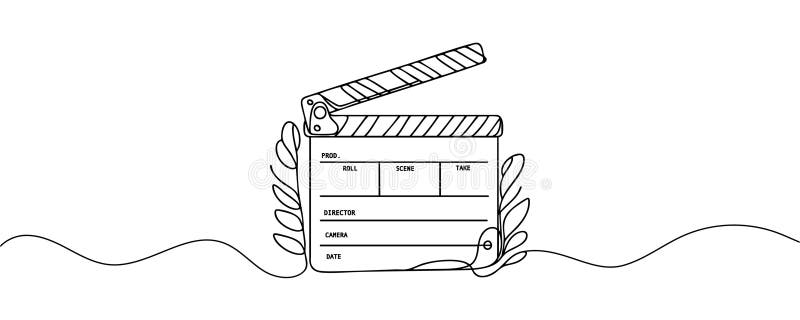 Continuous One Line Drawing of Movie Clapperboard. Vector Illustration ...