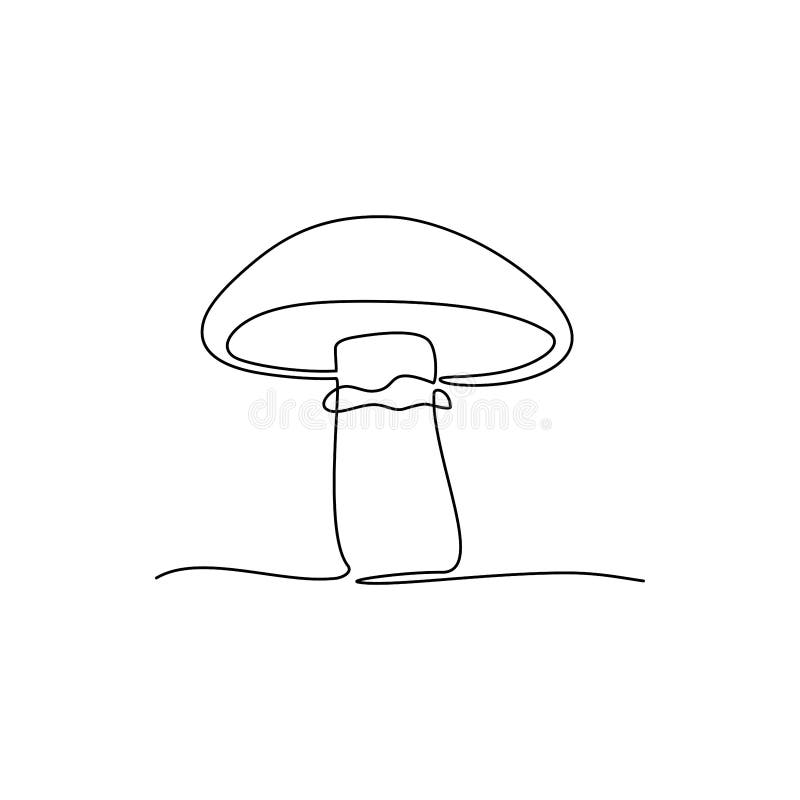 Continuous One Line Drawing of Mushroom. Vector Illustration Stock ...