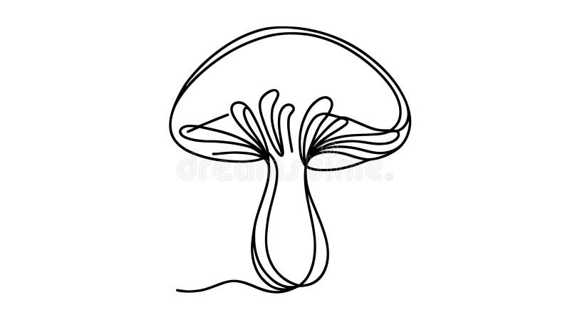 Continuous One Line Drawing of Mushroom. Vector Illustration Stock ...