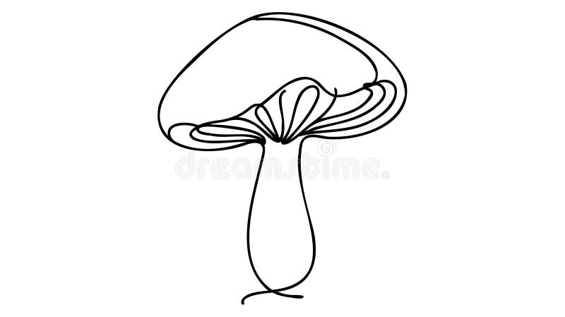 Continuous One Line Drawing of Mushroom. Vector Illustration Stock ...