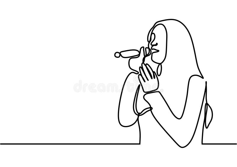 Continuous One Line Drawing of Music Singer Vector Illustration Stock ...