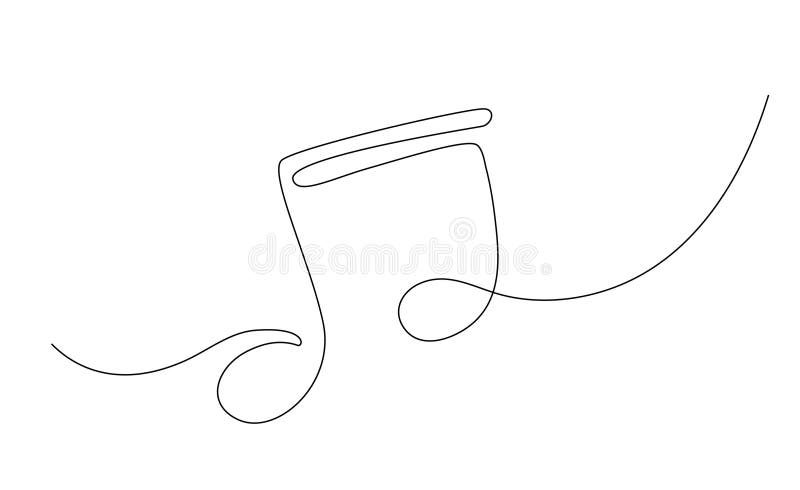 Continuous One Line Drawing Musical Note. Outline Sketch in Simple ...