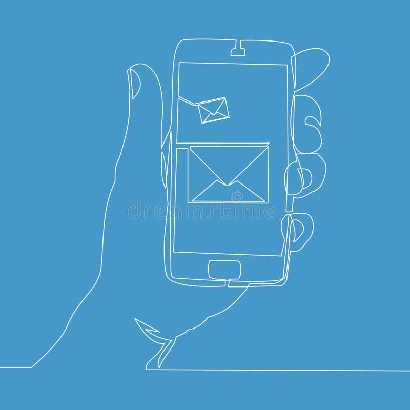 Continuous One Line Drawing New Message Concept Stock Vector ...