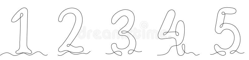 Continuous One Line Drawing of Numbers from 1 To 5. Stylish and ...