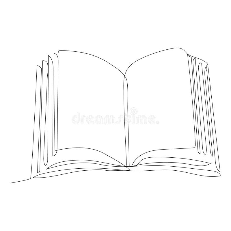 Continuous One Line Drawing of Open Book. Stock Vector - Illustration ...
