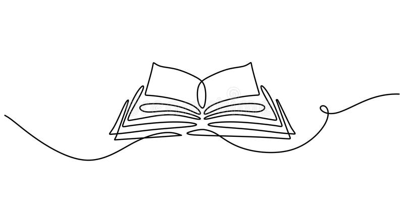 Continuous One Line Drawing of an Open Book, Symbolizing Knowledge ...