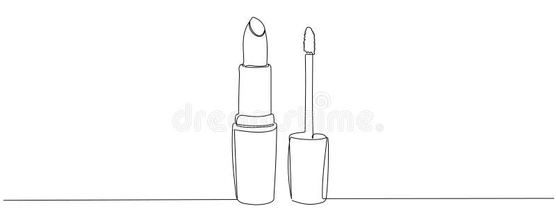 Continuous One Line Drawing. Open Lipstick. Linear Style Editable ...