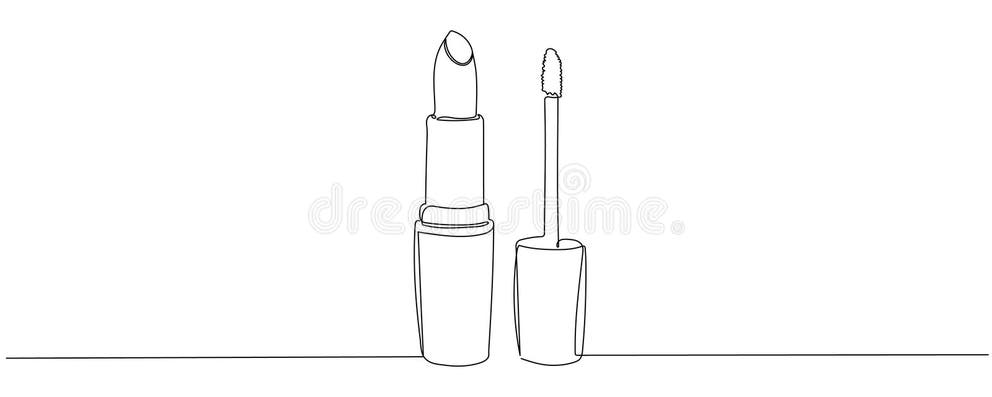 Continuous One Line Drawing. Open Lipstick. Linear Style Editable ...