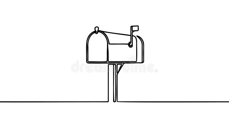 Continuous One Line Drawing of Open Mailbox with Letters. Simple Vector ...