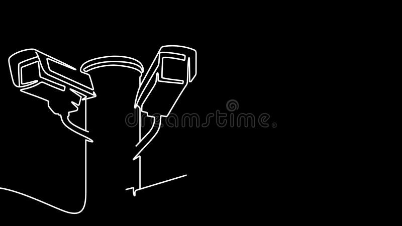 Continuous One Line Drawing of Outdoor Security System Graphic ...