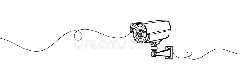 Continuous One Line Drawing of Outdoor Surveillance Camera Vector ...