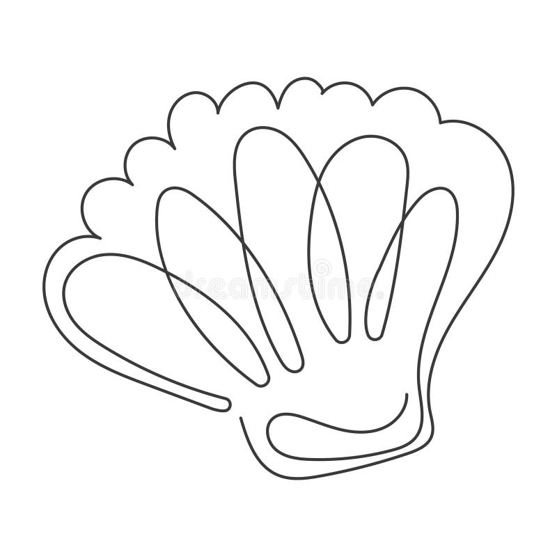 Continuous One Line Drawing of an Oyster Shellfish. Modern Minimalist ...