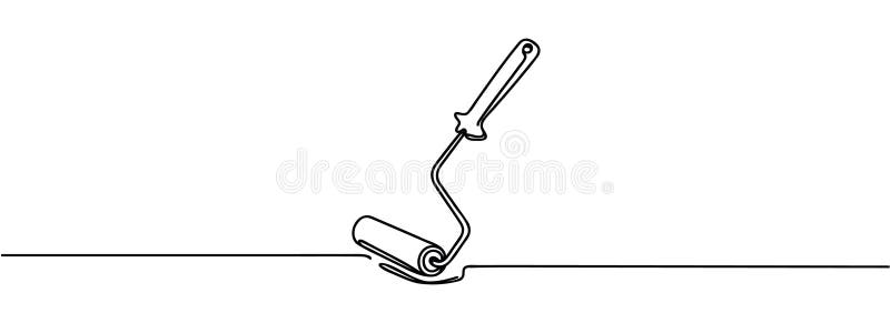Continuous One Line Drawing of Paint Roller Stock Illustration ...