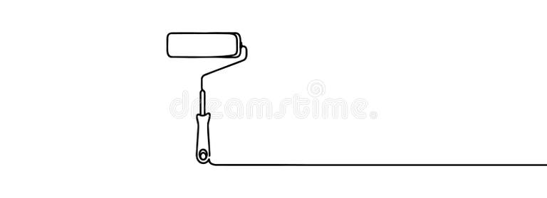 Continuous One Line Drawing of Paint Roller Stock Vector - Illustration ...