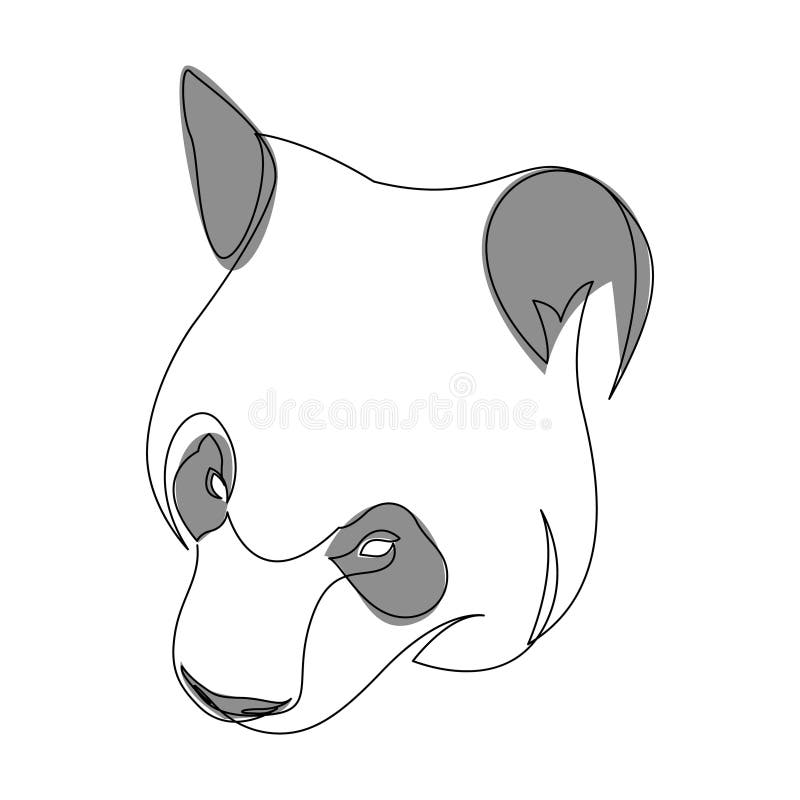 Continuous One Line Drawing of Panda Head. Hand Drawn Minimalism Style ...