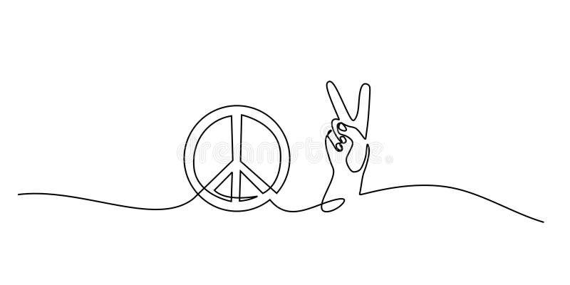 Continuous One Line Drawing of Peace. an Expression of Harmony and ...
