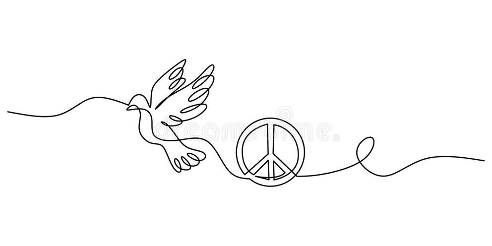 Continuous One Line Drawing of Peace. Representing Harmony and ...