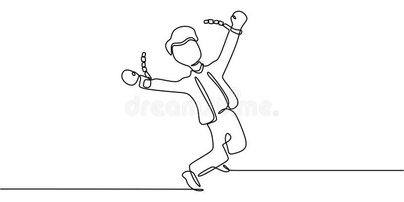 Continuous One Line Drawing of a Person with Chains Breaking ...