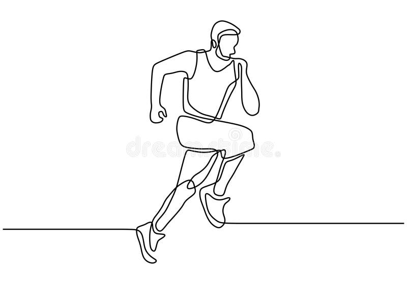 Continuous One Line Drawing of Person Running Very Fast on Sport Theme ...