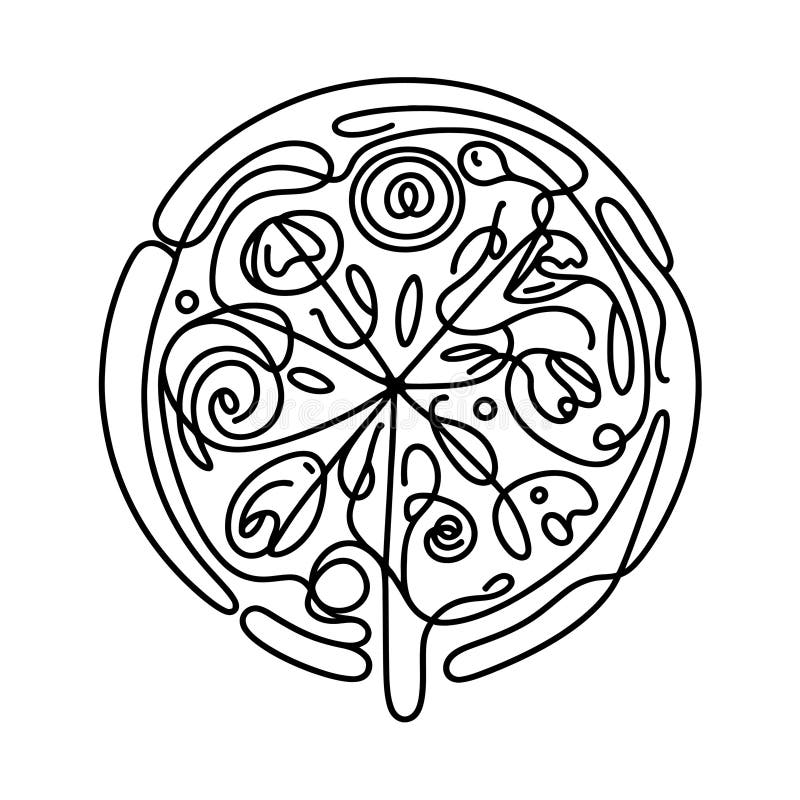 Continuous One Line Drawing of Pizza. One Line Pizza Vector ...