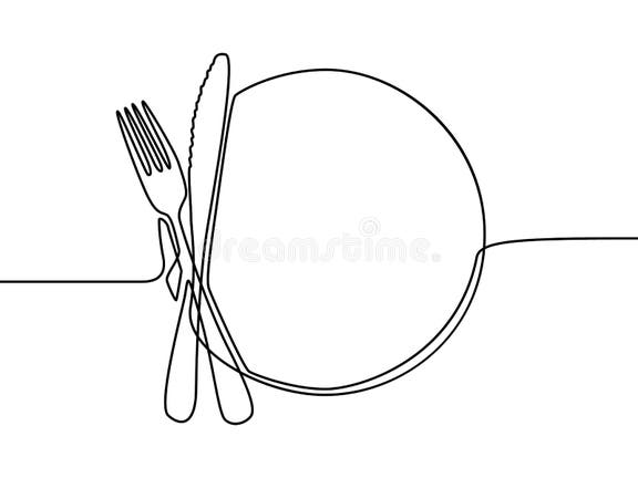 Fork Dish Line Drawings Stock Illustrations – 62 Fork Dish Line ...