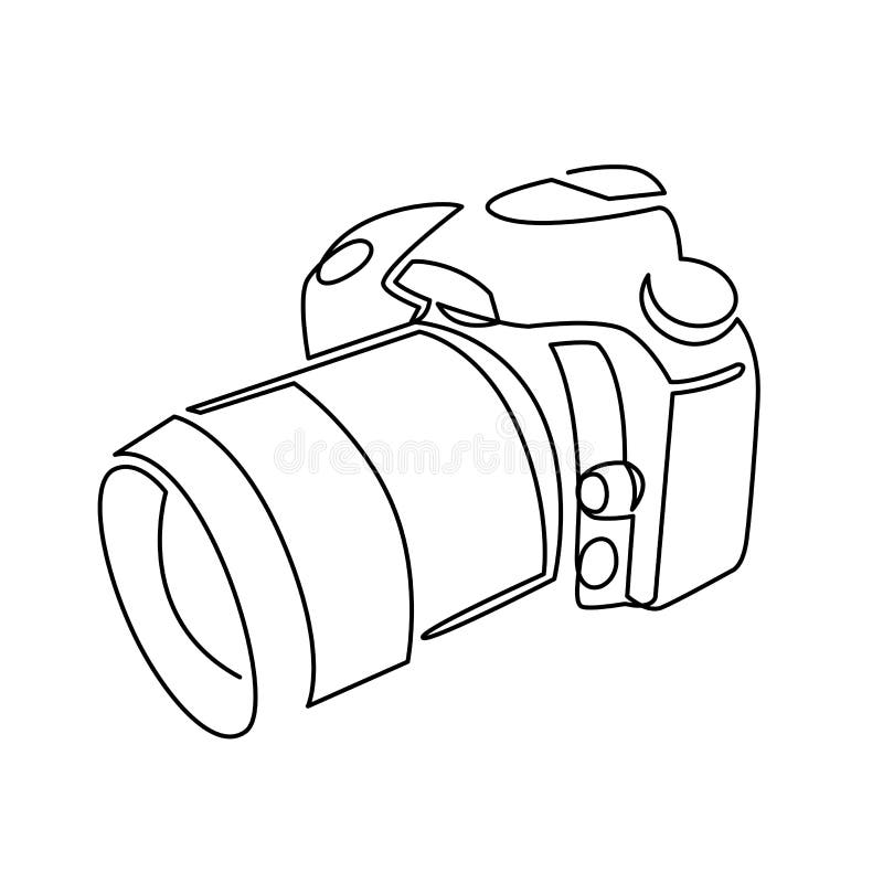 Continuous One Line Drawing of Professional Photo Camera Vector ...