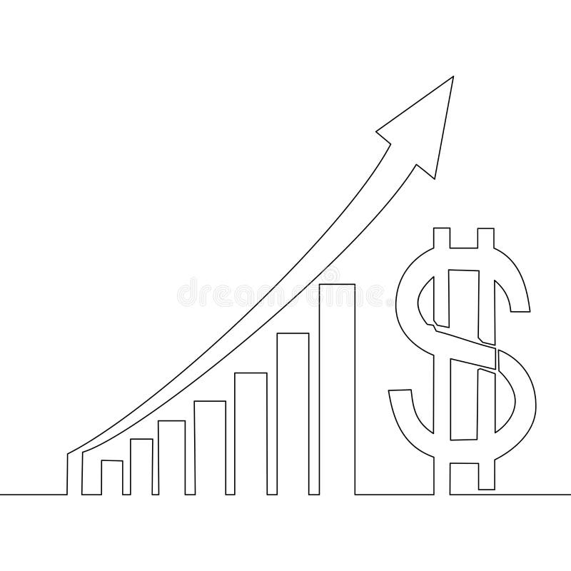 Continuous One Line Drawing Profit Dollar Graphs Stock Vector ...