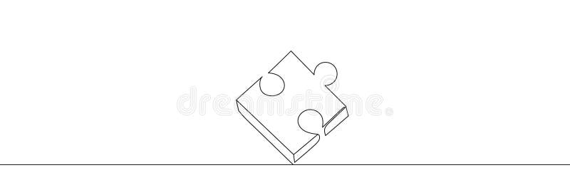 Continuous One Line Drawing of a Puzzle. Editable Outline Stock Vector ...