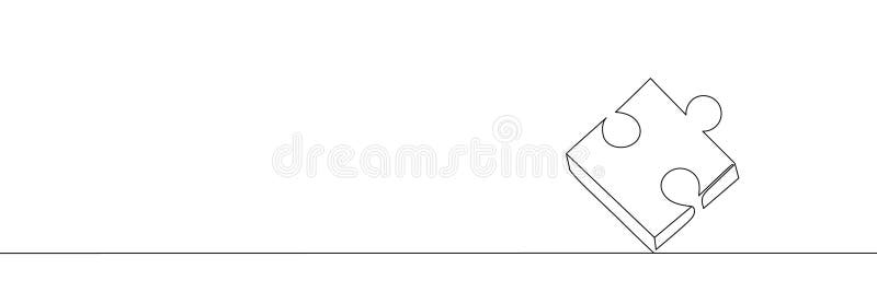 Continuous One Line Drawing of a Puzzle. Editable Outline Stock Vector ...
