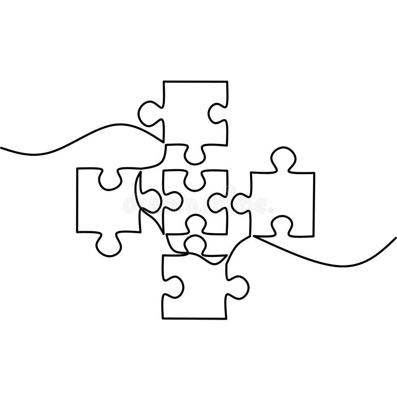Continuous One Line Drawing of Puzzle Stock Vector - Illustration of ...