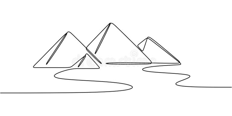 Continuous One Line Drawing of Pyramid. Representing Ancient Egyptian ...