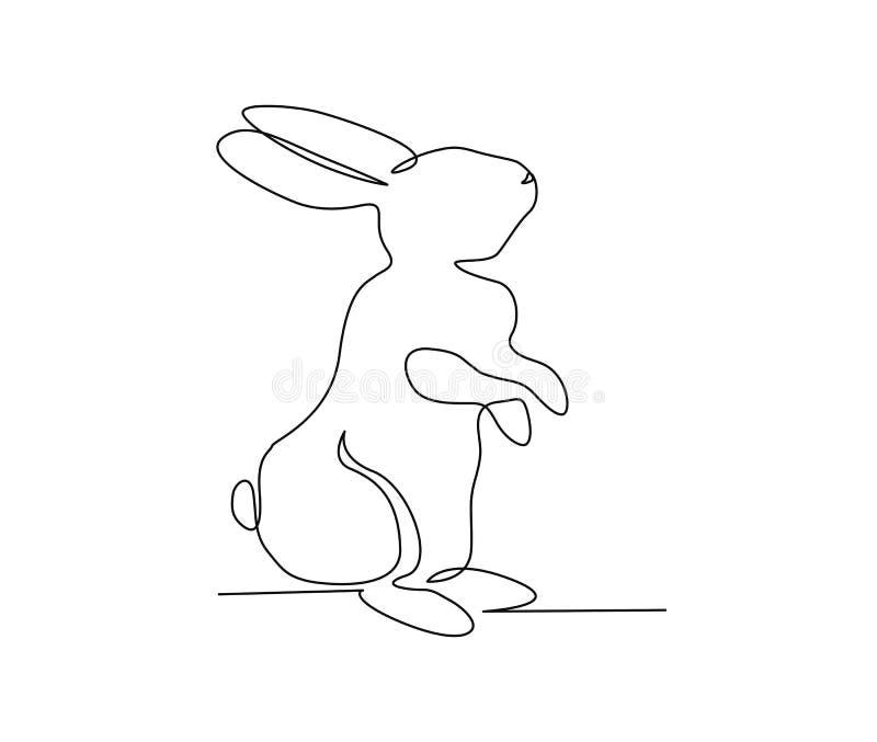 Continuous One Line Drawing of Rabbit. Cute Bunny Simple Hand Drawn ...