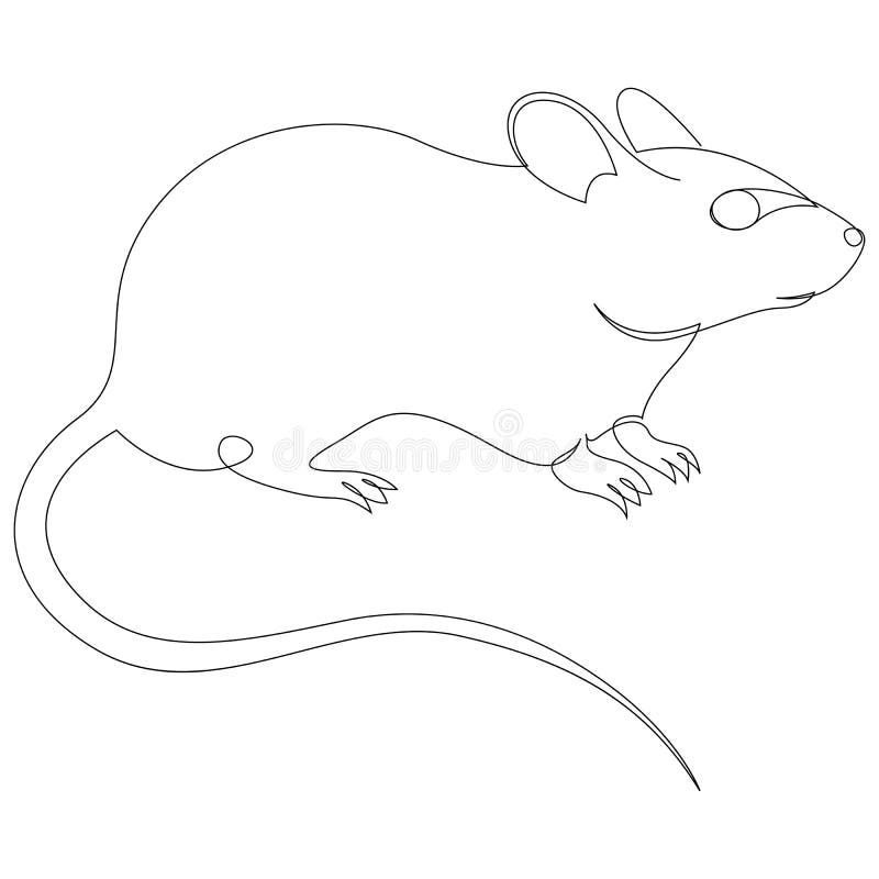 Continuous One Line Drawing of Rat or Mouse. Vector Illustration Stock ...