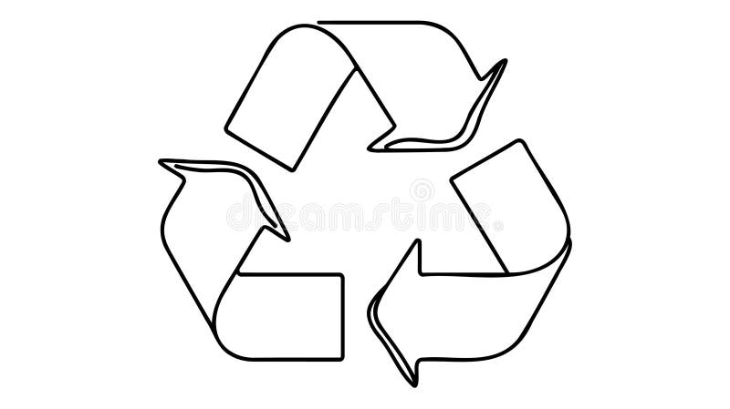 Continuous One Line Drawing Recycling Symbol. Recycling Linear Icon ...