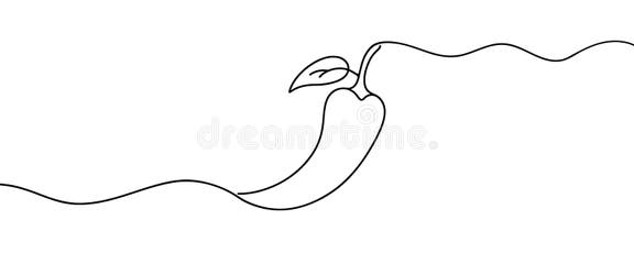 Continuous One Line Drawing of Red Chilli Stock Vector - Illustration ...