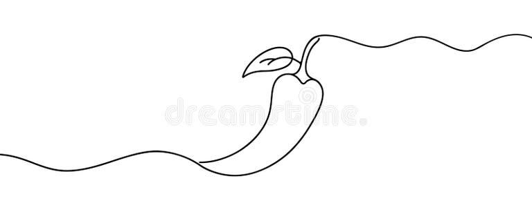 Continuous One Line Drawing of Red Chilli Stock Vector - Illustration ...