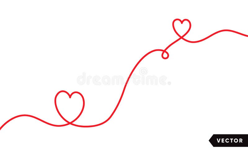 Continuous One Line Drawing of Red Heart Isolated on White Background ...