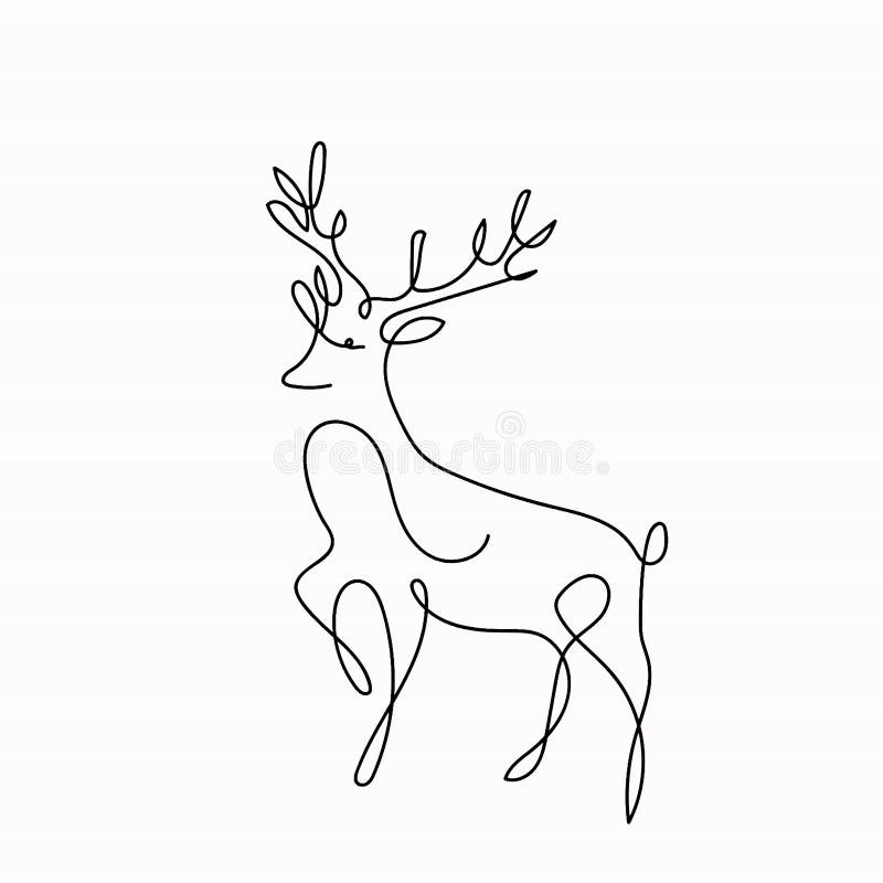 Continuous One Line Drawing of Reindeer. Vector Illustration Stock ...