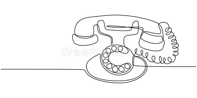 Continuous One Line Drawing of a Retro Telephone. Symbol of Classic ...