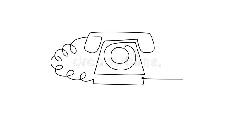 Continuous One Line Drawing of a Retro Telephone. Symbol of Classic ...