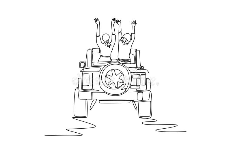 Continuous One Line Drawing Road Trip Concept. Stock Vector ...