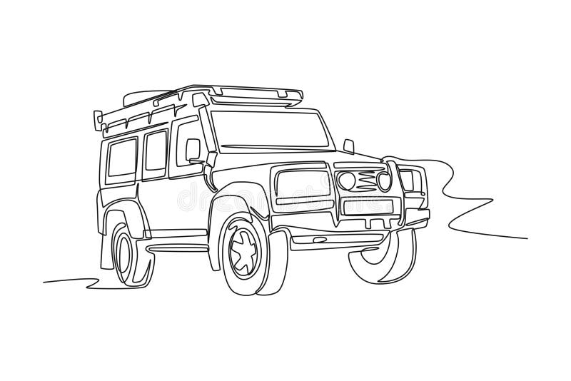 Continuous One Line Drawing Road Trip Concept. Stock Vector ...