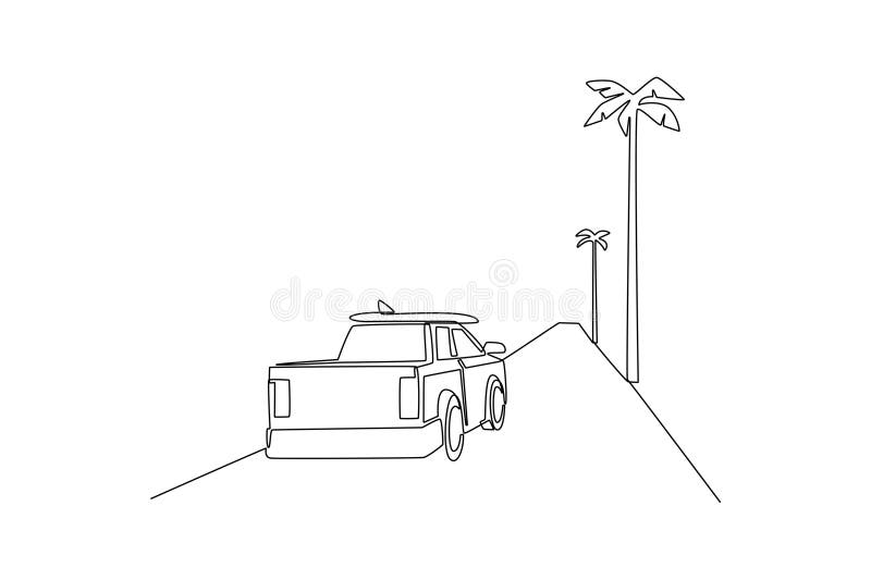 Continuous One Line Drawing Road Trip Concept. Design Vector Graphic ...