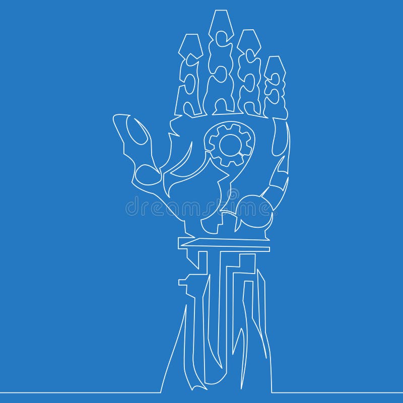 Continuous One Line Drawing Robotic Arm Concept Stock Vector ...