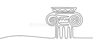 Continuous One Line Drawing of Roman Column. Depicting Classic ...